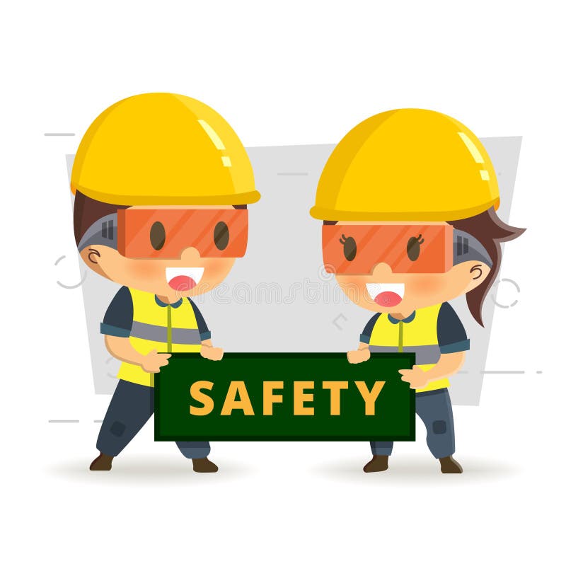 Character Worker Construction Holding Safety First Sign.Safety Rules ...