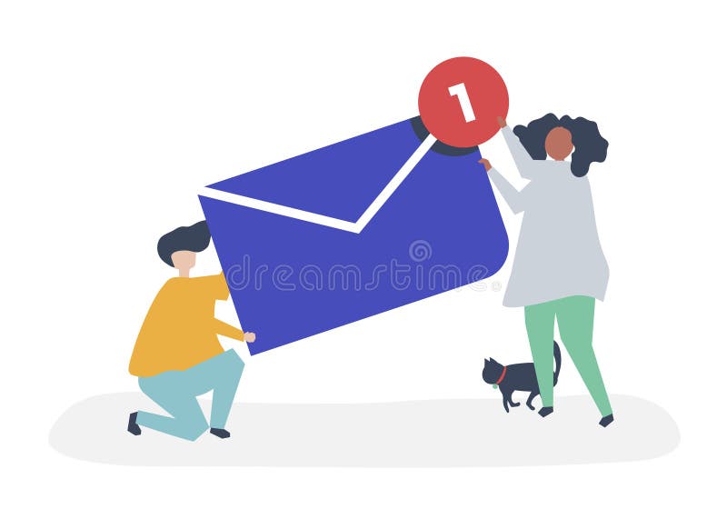 Character of a Couple Holding a New Message Illustration Stock Vector ...