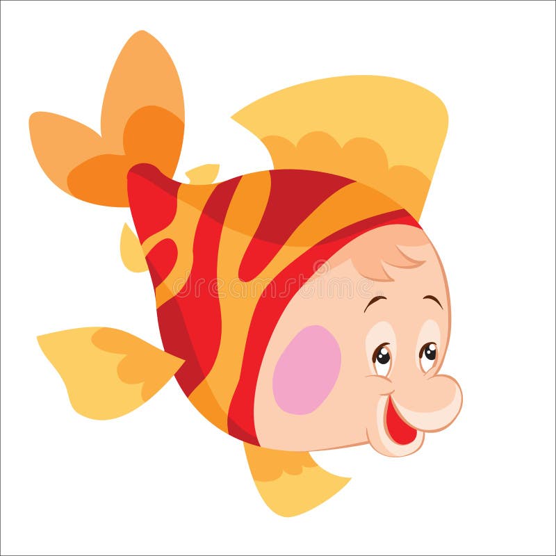 Cute Red Fish with Big Eyes, Character, Cartoon Illustration, Isolated ...