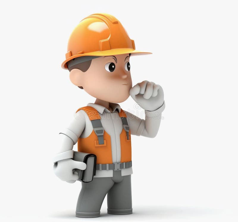 Character 3D Laborer White Background Stock Illustration - Illustration ...