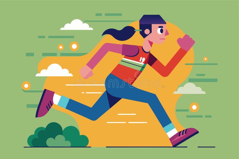 A Character is Depicted Running Swiftly in a Vibrant Park Setting ...