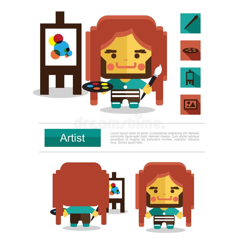 Character Design Artist Career, Icon Vector with White Background Stock ...