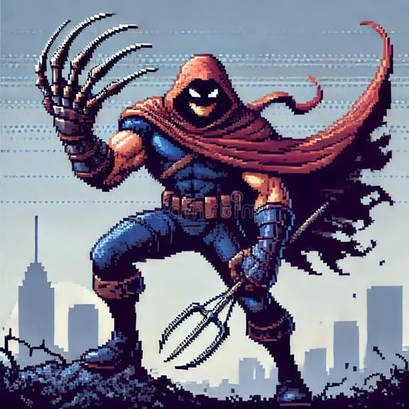 Character Design with Claw Weapons, Pixel Art Stock Illustration ...