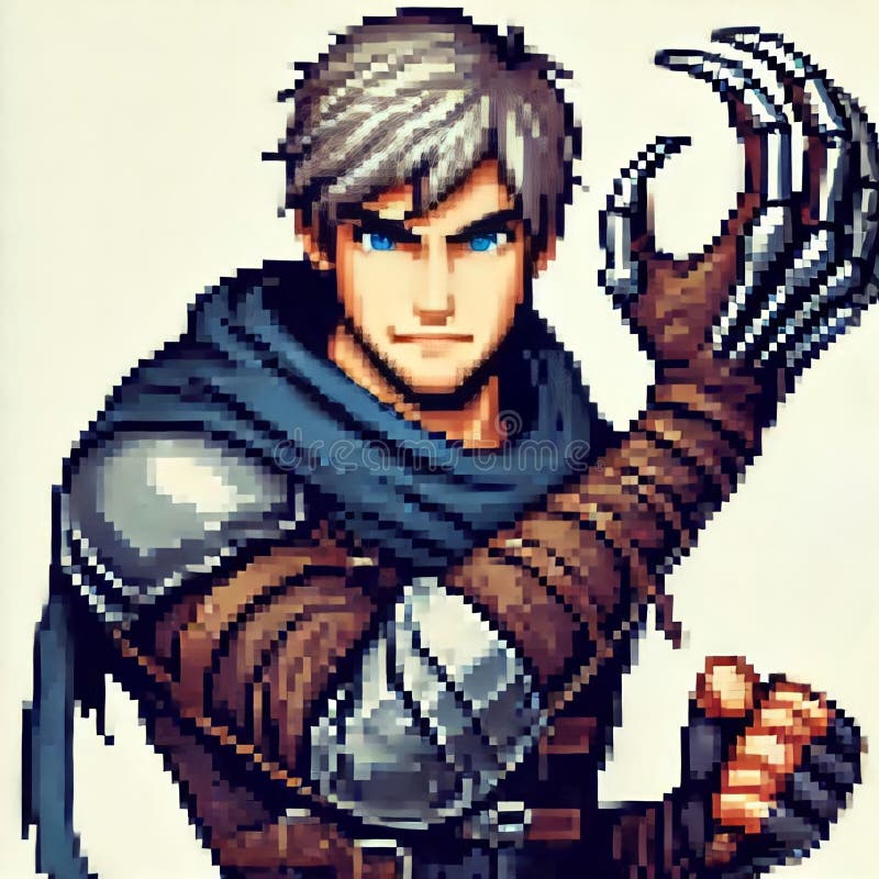 Character Design with Claw Weapons, Pixel Art Stock Illustration ...