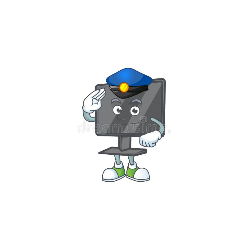 A Character Design of Computer Screen Working As a Police Officer Stock ...