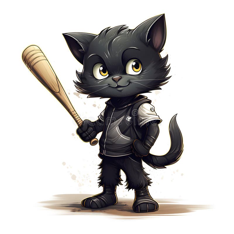 Character Design of a Good-Looking Black Cat with Bat Isolated in a ...
