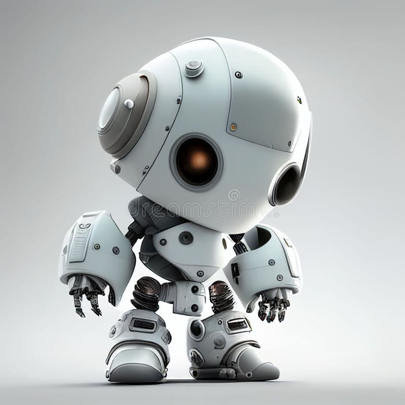Character Design of Little Cute Robot on Isolated Background Created ...