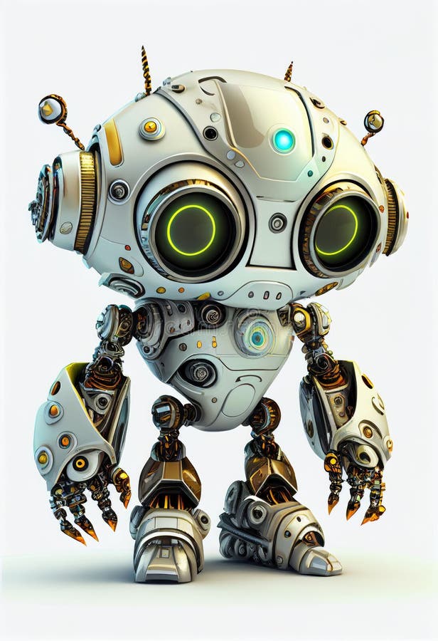 Character Design of Little Cute Robot on Isolated Background Created ...