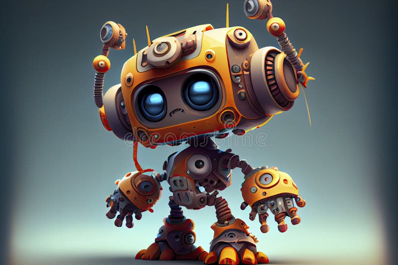 Character Design of Little Robot on Isolated Background Stock ...
