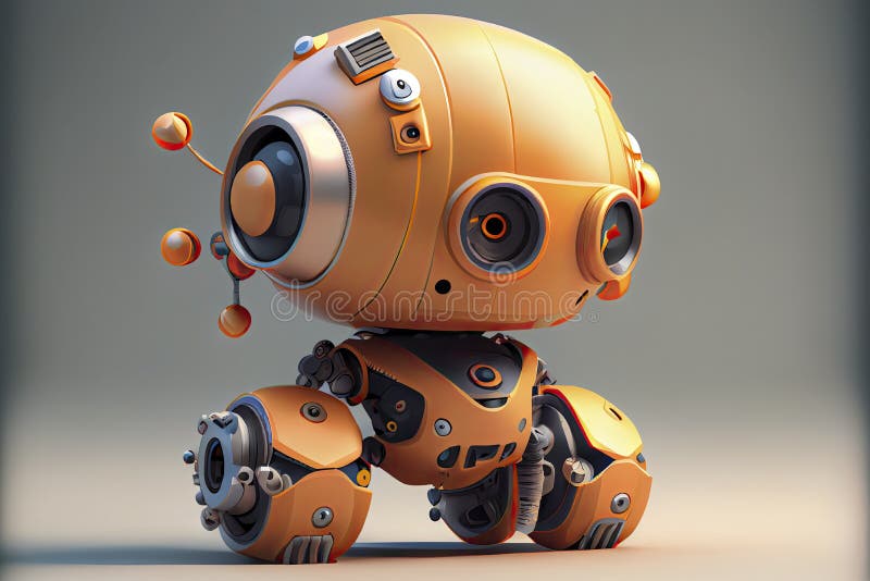 Character Design of Little Robot on Isolated Background Stock ...