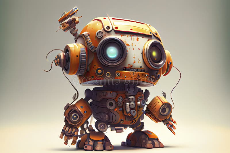 Character Design of Little Robot on Isolated Background Stock ...