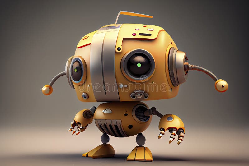 Character Design of Little Robot on Isolated Background Stock ...
