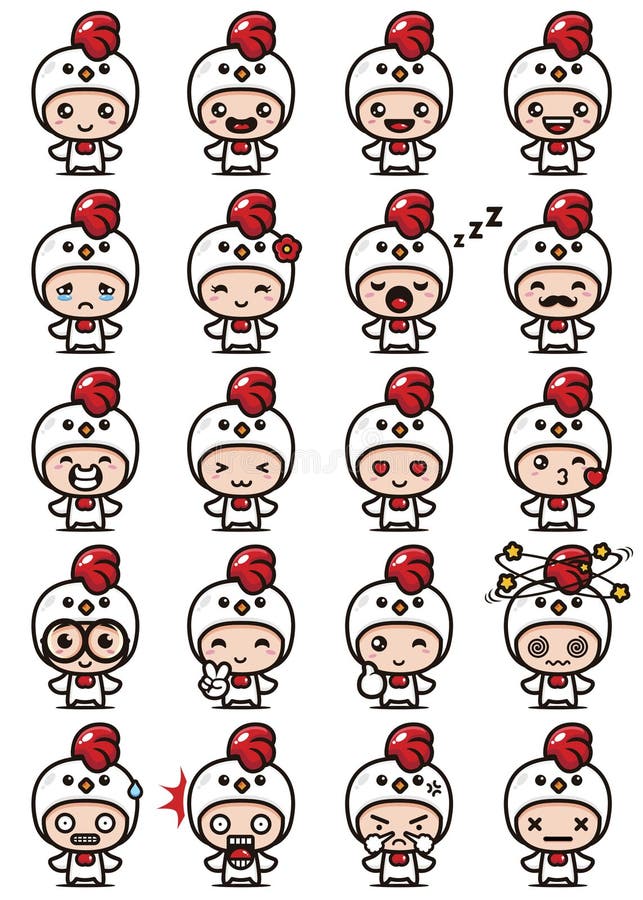 Character Set Cute Chicken Animal Bundle Stock Vector - Illustration of ...