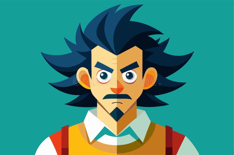 A Character Design Showcases Exaggerated Facial Features and Bold ...