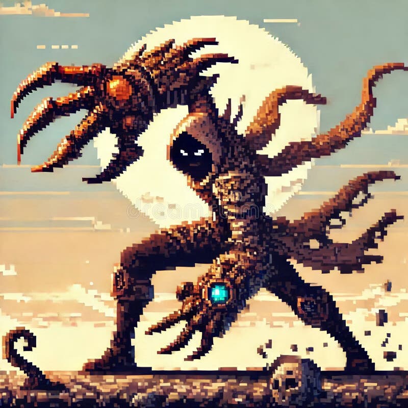 Character Design with a Weapon in His Hand, Pixel Art Stock ...