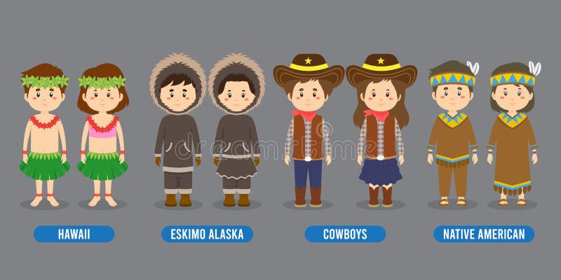 Character in Different National Costumes Stock Vector - Illustration of ...