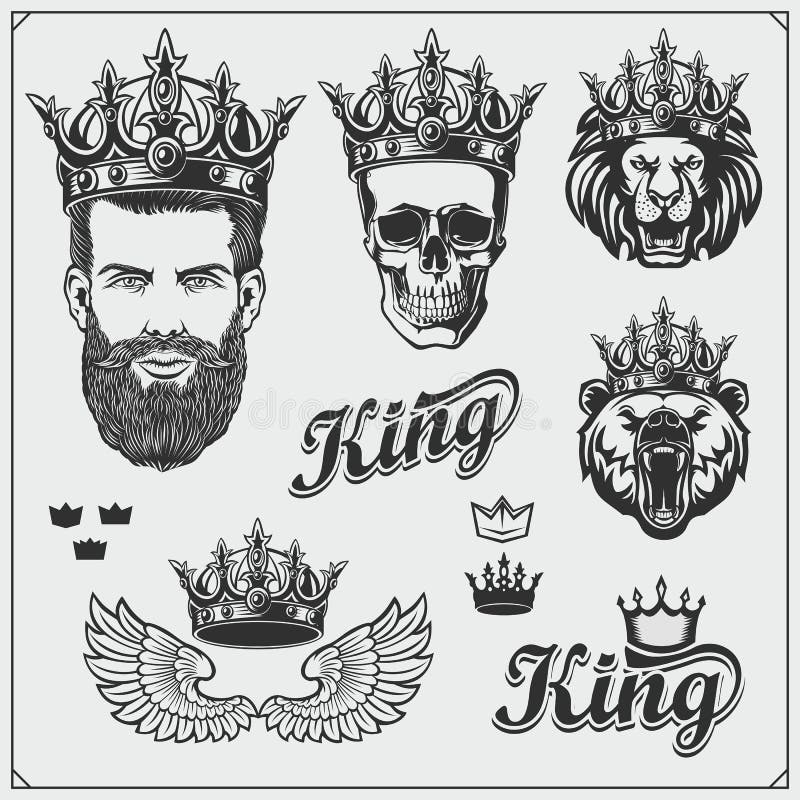 Character Emblems in the Crown. Emblem of Kings. Stock Vector ...