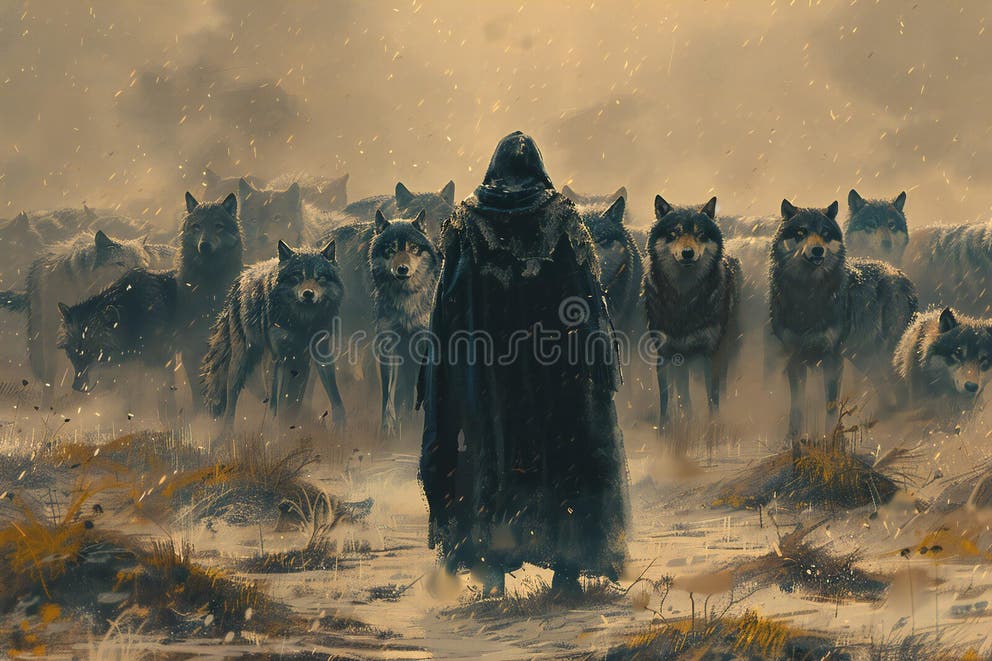 The Character of Evil is Standing with Wolves Behind Him Stock ...