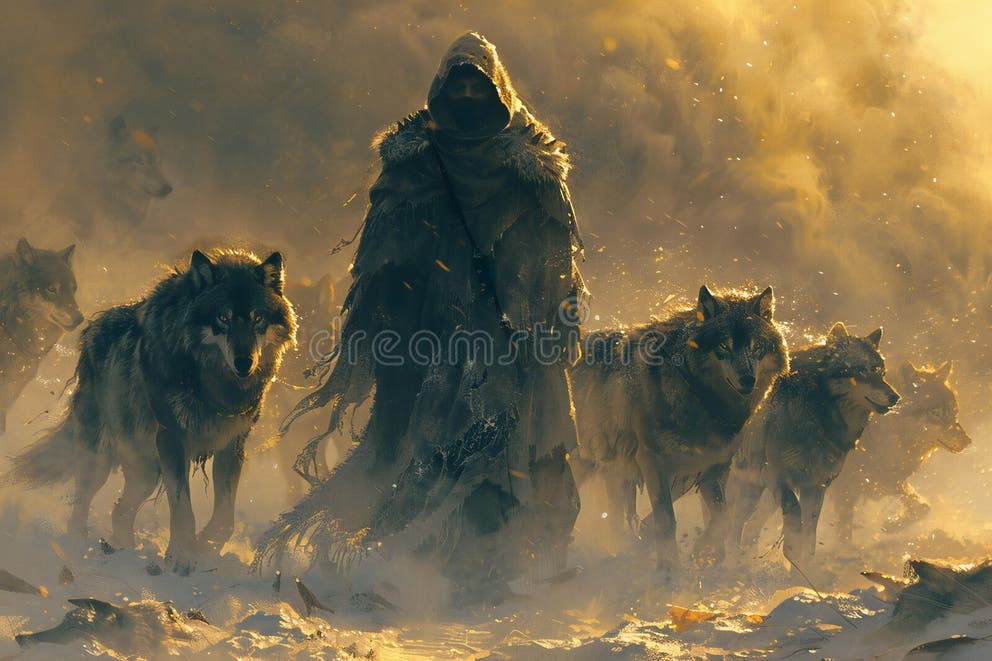 The Character of Evil is Standing with Wolves Behind Him Stock ...