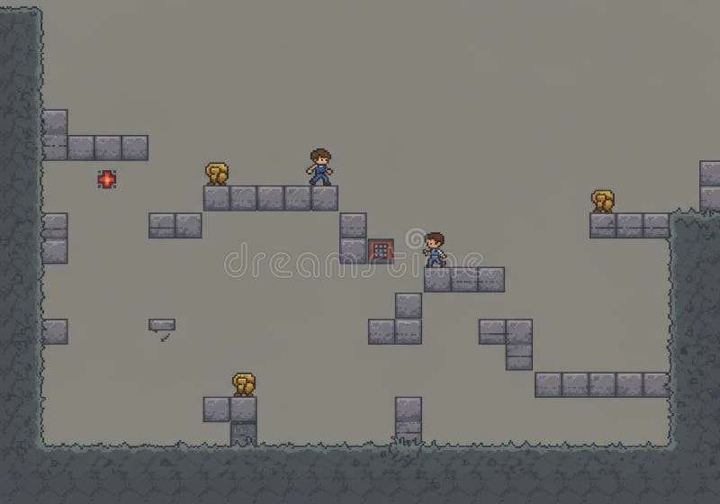 Character Exploring Platform Game Pixel Art World Stock Illustration ...