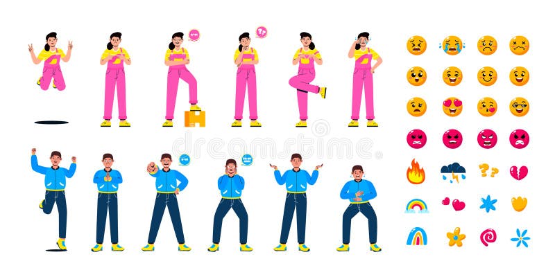 Character Expression Icons Set Stock Illustration - Illustration of ...