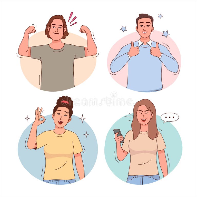 Character Expressions Hand Drawn Mini Compositions Set Stock ...