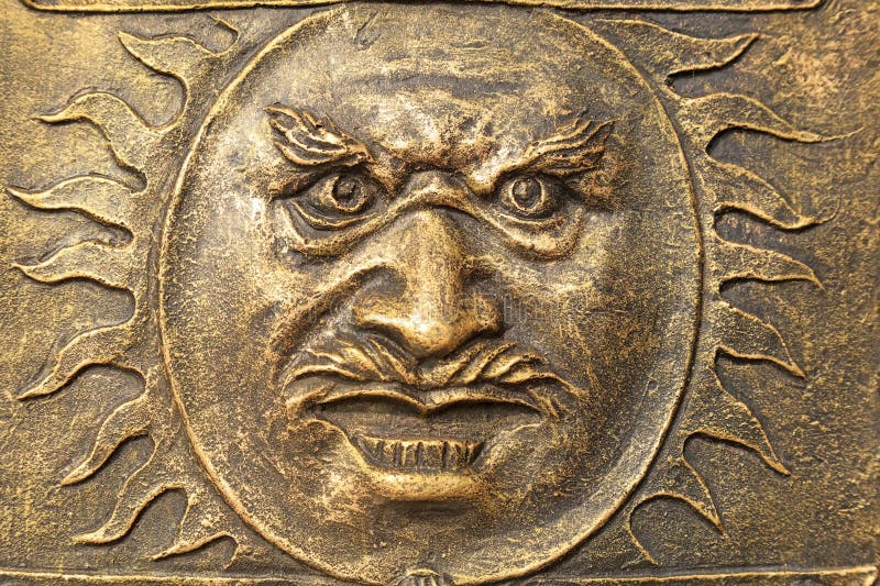 Character Faces on Copper Metal Plates Stock Image - Image of head ...