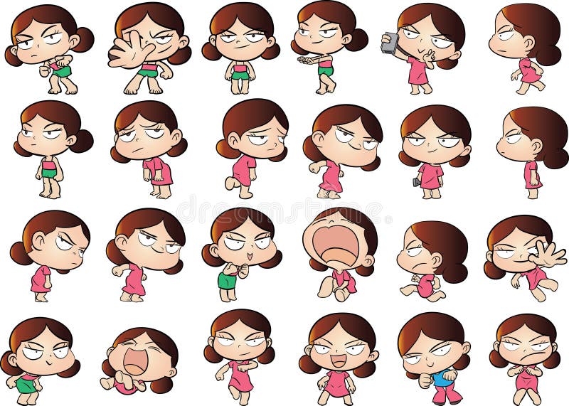 Character girl action stock vector. Illustration of expressions - 99410026