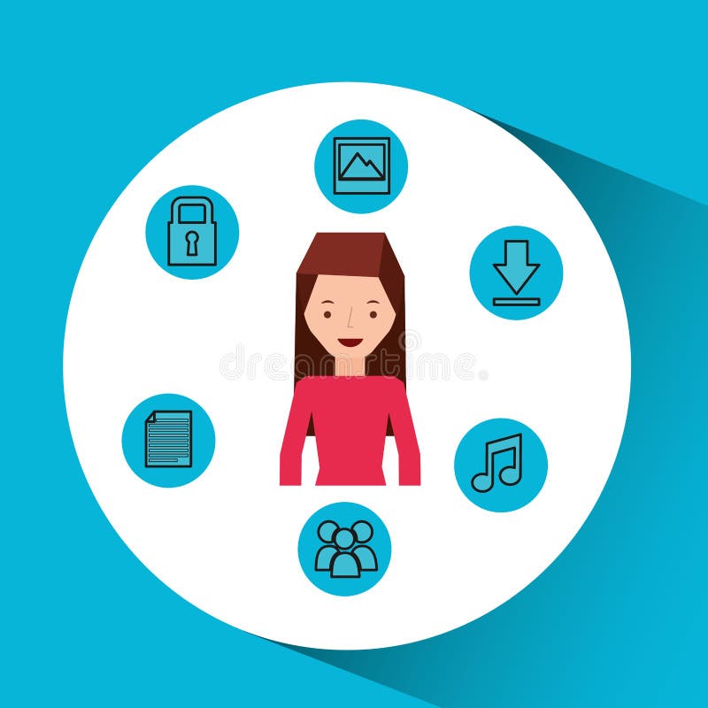 Character Girl Technology Social Media Icon Stock Vector - Illustration ...