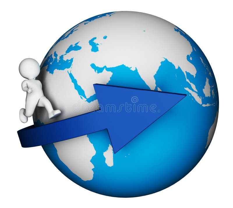 Character Globe Indicates Global Earth and Man 3d Rendering Stock ...