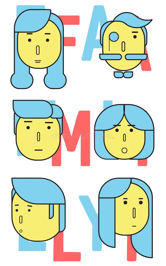 Character Head Pack Family stock illustration. Illustration of flat ...