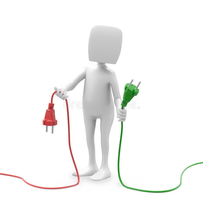 Character holding cables stock illustration. Illustration of electronic ...