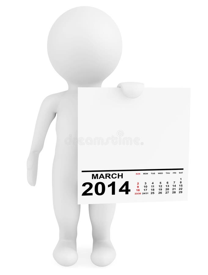 Character Holding Calendar March 2014 Stock Illustration - Illustration ...