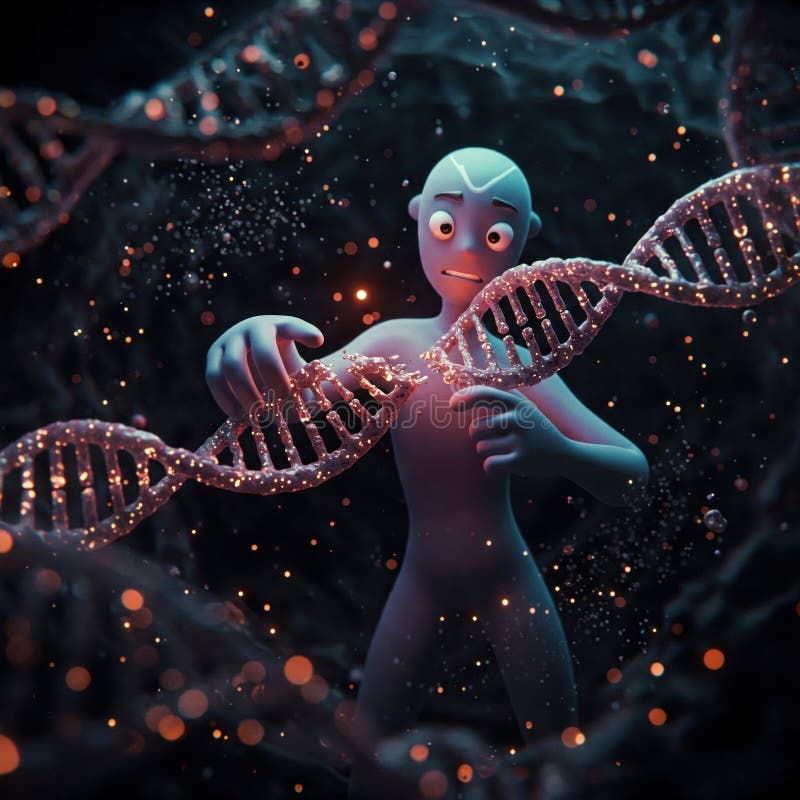 The Character is Holding a Damaged DNA Strand. Stock Image - Image of ...