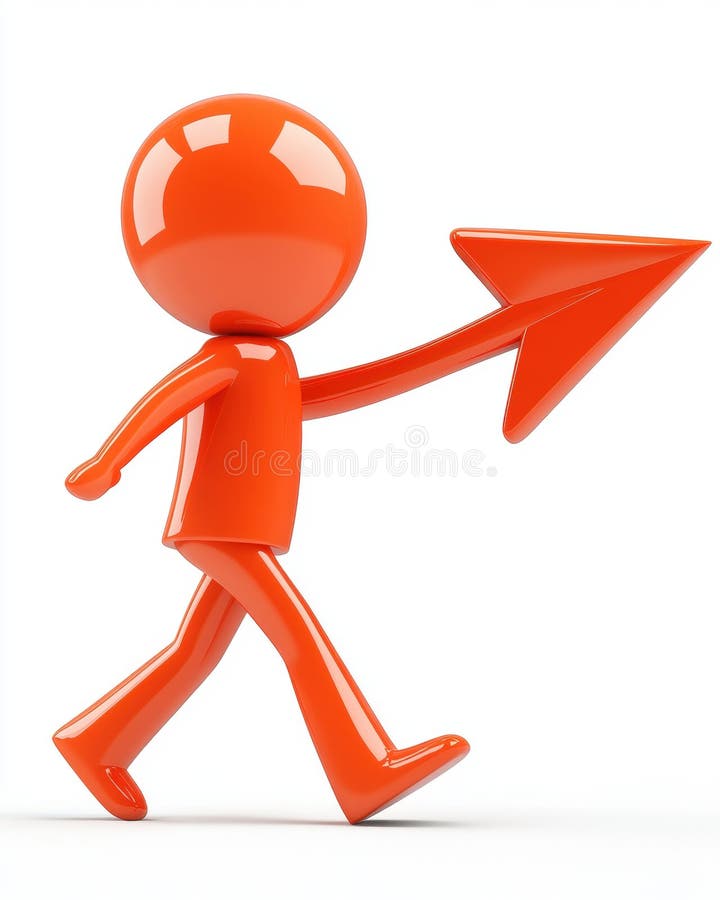 Character Holding a Large Red Downward Arrow Symbolizing Decline on a ...