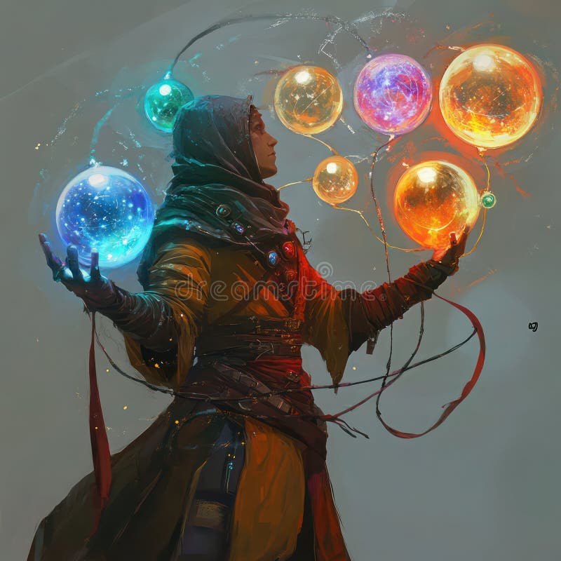 A Character Holding a String of Time Bubbles, Each One Showing a ...