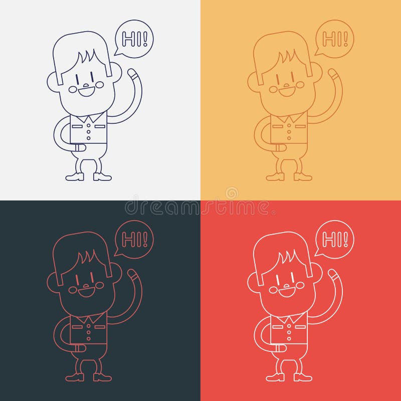 Character Illustration Design. Boy Saying Hi Cartoon,eps Stock ...