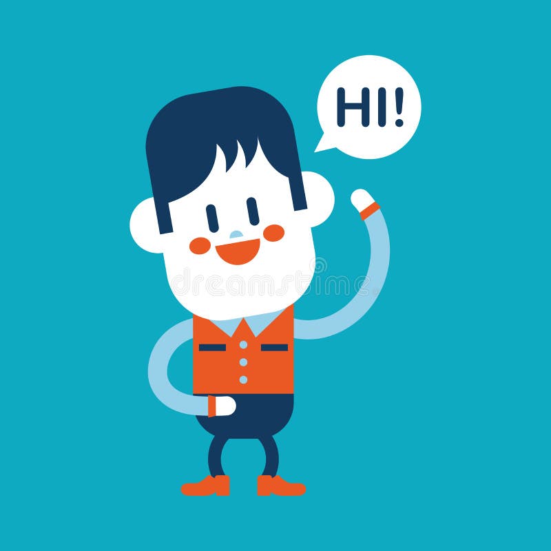 Character Illustration Design. Boy Saying Hi Cartoon,eps Stock Vector ...