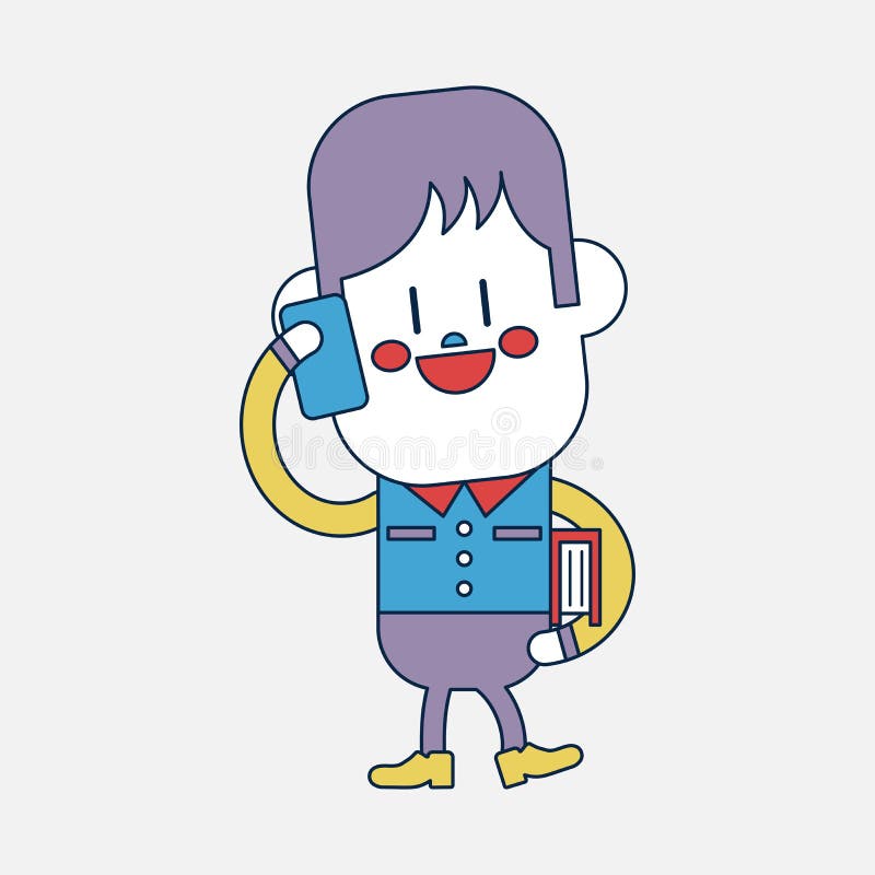 Character Illustration Design. Boy Using Cell Phone Cartoon,eps Stock ...