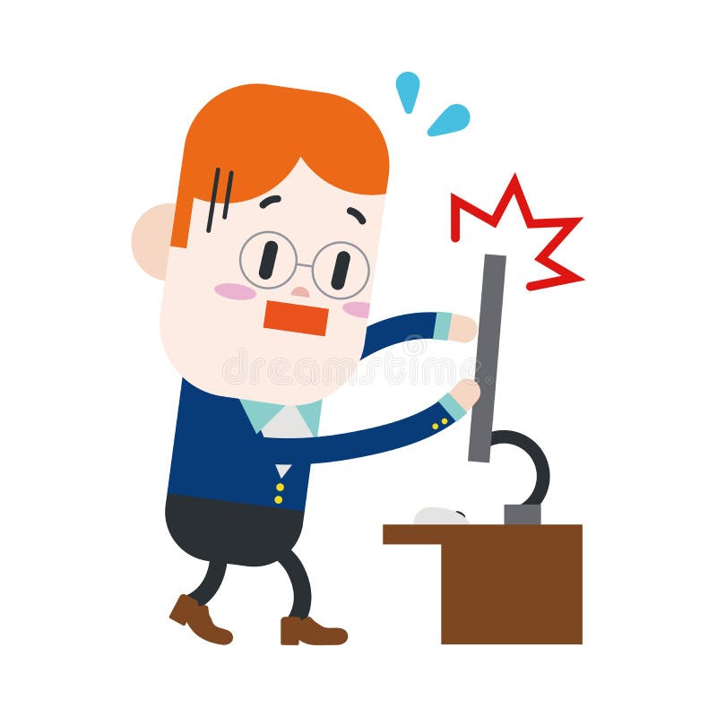 Character Illustration Design. Businessman Broken Computer Cartoon,eps ...