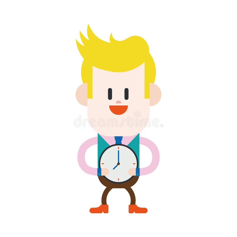 Character Illustration Design. Businessman on Time Cartoon,eps Stock ...