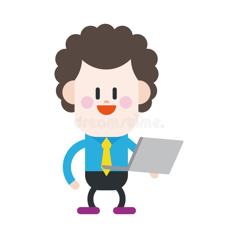 Character Illustration Design. Businessman Using Computer Cartoon,eps ...
