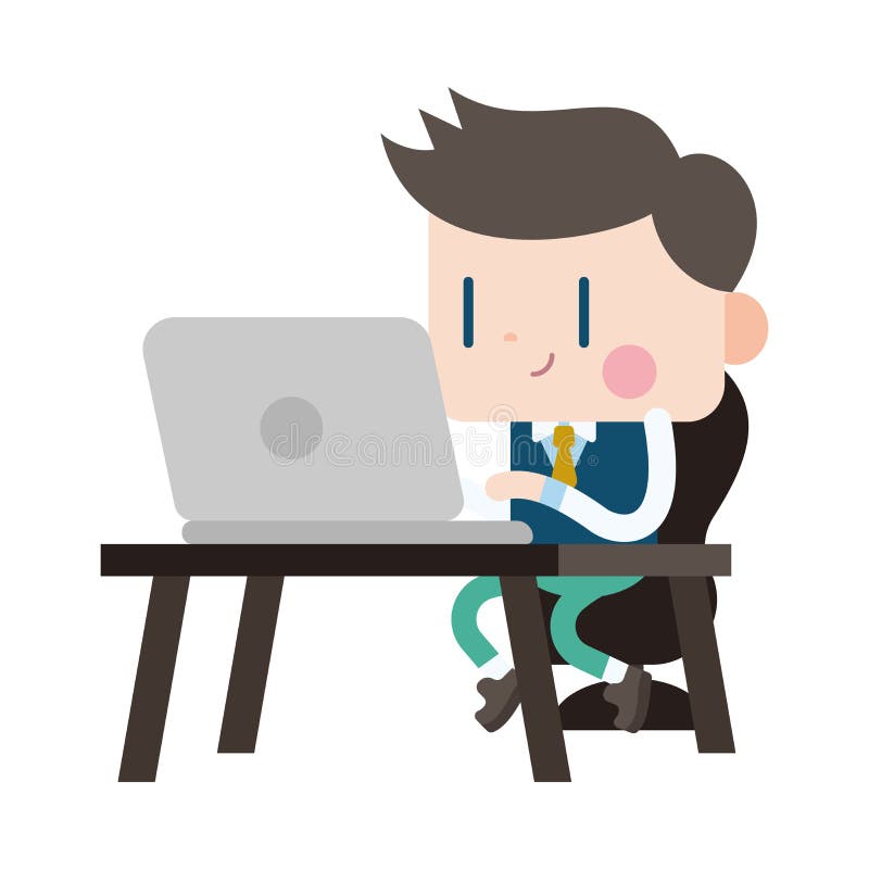 Character Illustration Design. Businessman Using Computer Cartoon,eps ...