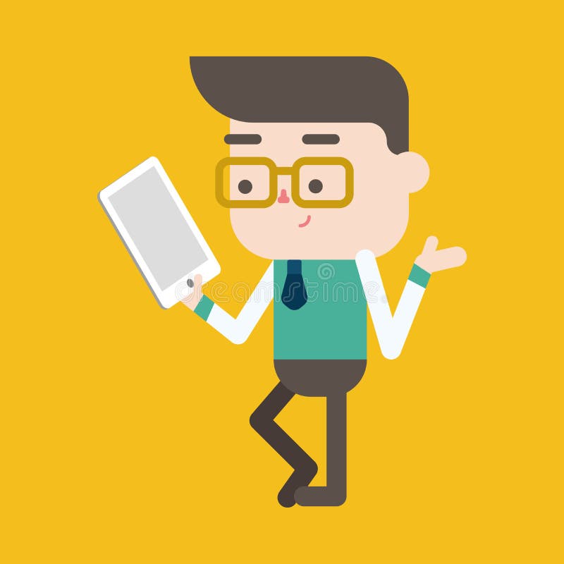 Character Illustration Design. Businessman Using Tablet Computer Stock ...