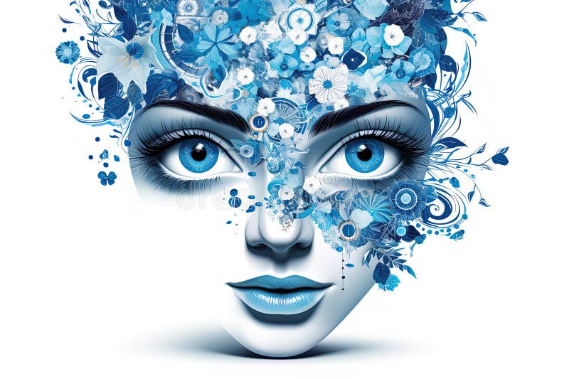 Character Illustration with Intricate Patterns and Gradients Whose Blue ...