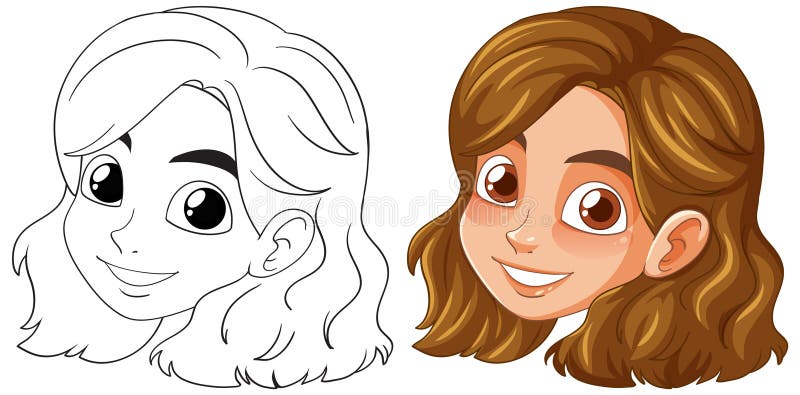 A Character Illustration Process , Outline and Color Stock Vector ...