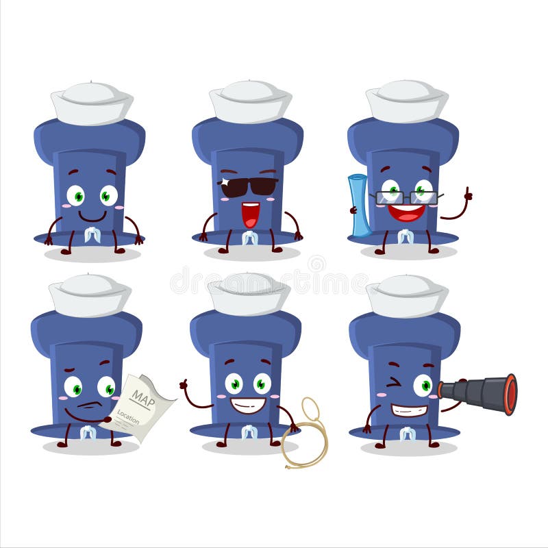 A Character Image Design of Blue Push Pin As a Ship Captain with ...