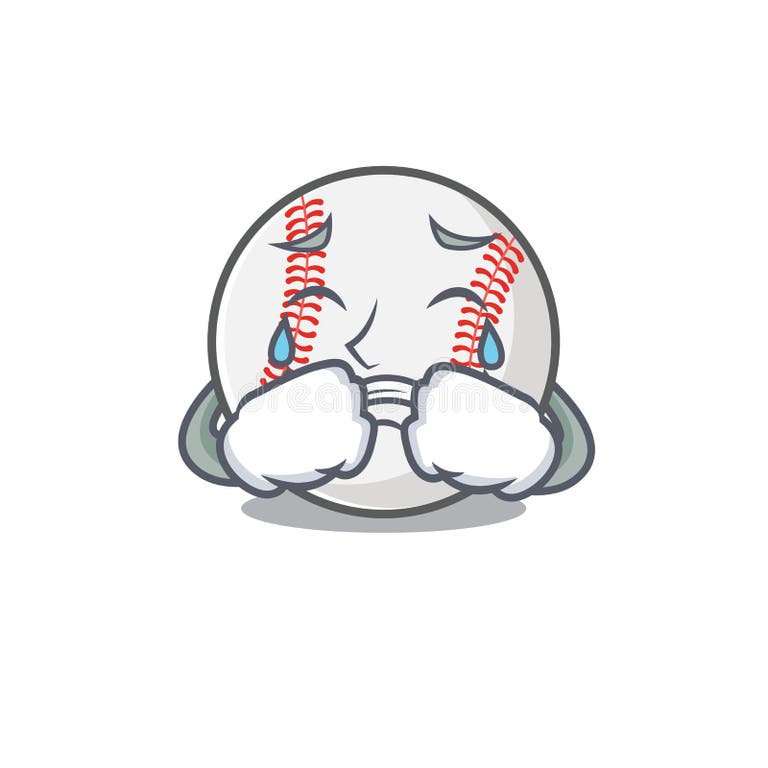 Character Isolated Baseball with a Crying Cute Stock Vector ...