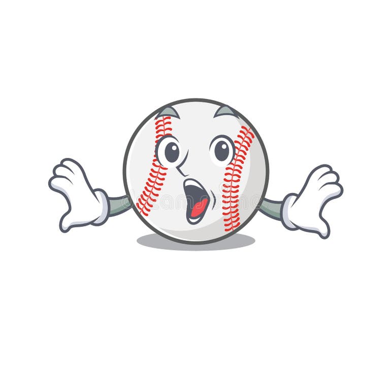 Character Isolated Baseball with a Surprised Cute Stock Vector ...