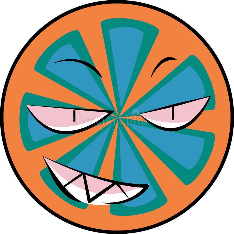 Orange Circle, Blue and Green Stripes, Winking Eyes, and a Wide Grin ...